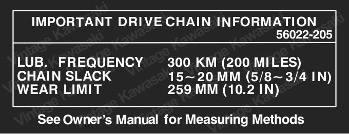 CHAIN ADJUSTMENT DECAL [MT1,B,C,KV75-A5,A6,A7,A8] - $9.00 : Vintage ...